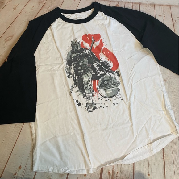 Once Upon a Tee | Shirts | Once Upon A Tee Star Wars Mandalorian And Baby Yodagrogu Raglan ...